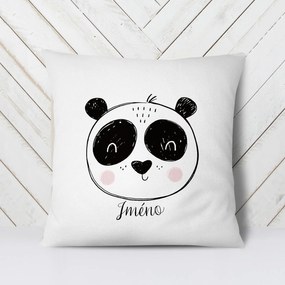 Domovi Bílý polštář s vlastním jménem Panda 40x40