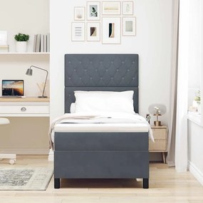 Postel s boxspringem s matrací Tmavě šedá 90 x 190 cm samet 3339735