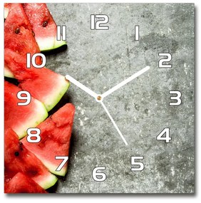 Wallmuralia Skleněné hodiny čtverec Nakrájený meloun 30x30 cm