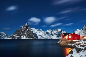 Samolepící fototapeta noční krajina v Norsku