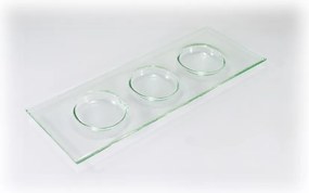 BDK-GLASS Skleněný svícen 34x13cm na 3 svíčky - čirý