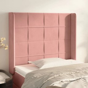 Čelo postele typu ušák růžové 93x16x118/128 cm samet 3119621