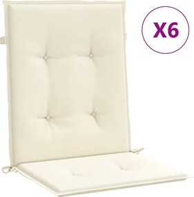Podušky na židli nízké opěradlo 6 ks krémové 100x50x3 cm oxford 314133