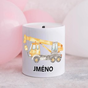 Domovi Bílá keramická pokladnička se jménem Jeřáb 9cm