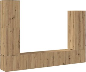 Sada 4 kusů nástěnné TV skříňka dub artisan kompozitní dřevo 3329218