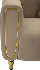 Designové sametové křeslo Alma šedobéžové/zlaté
