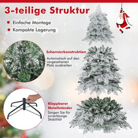 Costway 180 cm Umělý vánoční stromek zasněžený vánoční stromek předem smontovaný