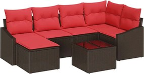 Set pohovek 7 ks Hnědá polyratan 3346804