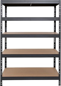 Kovový regál RIVET PRO 180x120x45 DTD dřevotříska 5 úrovní antracitová šedá