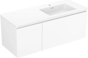 Mexen Orio, koupelnová skříňka 120 cm s pravým umyvadlem Otis, 1S, 1D, bílá matná, 91A13-12047-3-BBFF01-W18P01