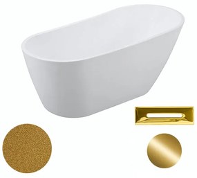 Besco Akrylátová volně stojící vana Melody Glam Z 150x80 (170x80) Barva: Bílá/zlatá, Rozměry (cm): 170x80, Typ a barva výpustě: Click-Clack s přepadem, zlatá
