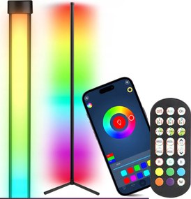 Podlahová lampa rohová Stojící Rgb Led dálkový ovladač 165 cm 3D Duhový efekt