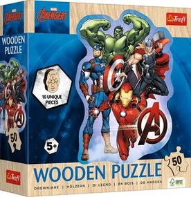 Trefl - Puzzle - Dřevěné obrysové puzzle Avengers a jejich dobrodružst