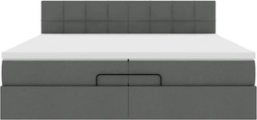 Osmanský rám postele s matrací tmavě šedá 200x200 cm textil 3311485