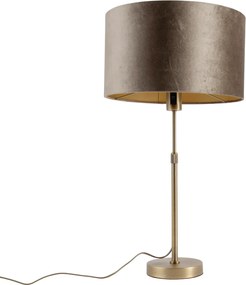 Stolní lampa bronzová se sametovým stínidlem hnědá 35cm - Parte