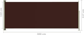 vidaXL Zatahovací boční markýza/zástěna na terasu 117 x 300 cm [317829] Barva: Hnědá