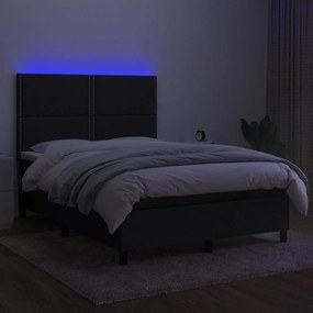 Box spring postel s matrací a LED černá 140x190 cm textil 3134791