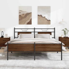 Kovový rám postele bez matrace hnědý dub 183 x 213 cm 3325137