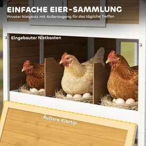 Kurník Kurník s výběhem Hnízdní box Výsuvná vanička Asfaltová střecha pro 4 slepice 200x104x145cm Dřevo Hnědá barva