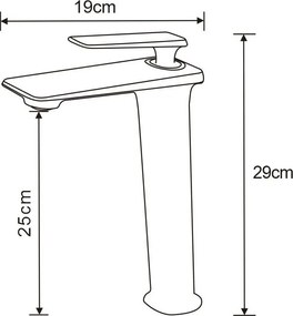 Mexen Purus vysoká umyvadlová baterie, černá, 745810-70