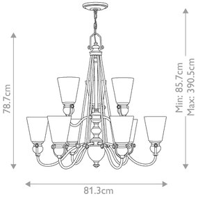 Hinkley HK-MAYFLOWER9 - Lustr na řetězu MAYFLOWER 9xE27/60W/230V