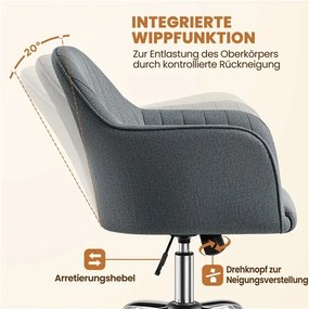 Kancelářská židle Yaheetech – tmavě šedá, 60 cm (šířka) × 61 cm (hloubka) × 83 cm – 92,5 cm (výška) (267660313202)