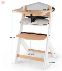 KINDERKRAFT - Dětská jídelní židle ENOCK s polstrováním šedá/bílá
