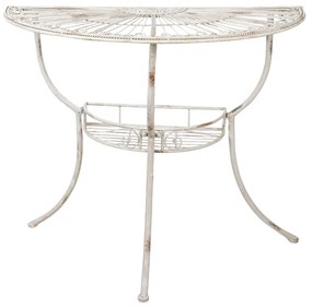 Bílý kovový zdobený nástěnný stůl Colette - 90*48*76 cm