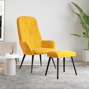 Relaxační křeslo s podnožkou hořčicově žluté samet 3097626