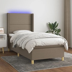 Box spring postel s matrací a LED taupe 90x190 cm textil 3138761