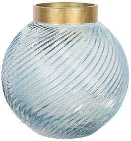 Modrá skleněná váza se zlatým hrdlem Goldina – Ø 19*19 cm