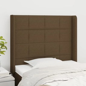 Čelo postele typu ušák tmavě hnědé 83x16x118/128 cm textil 3119557