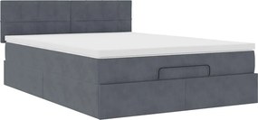 Osmanský rám postele s matrací tmavě šedá 140x190cm samet 3312621