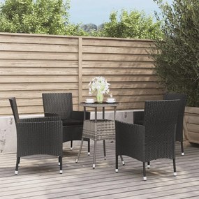 5dílný zahradní bistro set s poduškami černý polyratan 3187427