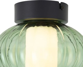 Designové stropní svítidlo černé 18cm se zeleným sklem vč. 3-stupňové stmívatelné LED - Margherite