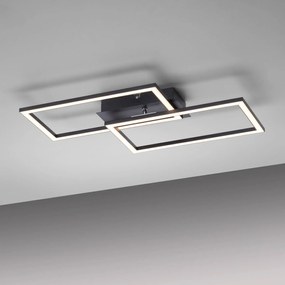 Stropní svítidlo LED Iven, tlumené, černé, 54x31cm
