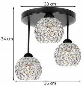 Stropní svítidlo Crystal, 3x stříbrné křišťálové stínítko,