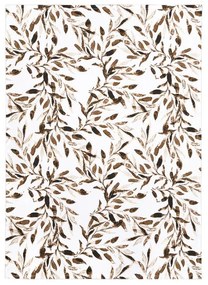SCANquilt utěrka DEKORO větvičky s listy bílohnědá 50 x 70 cm