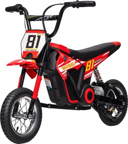 AIYAPLAY dětská elektrická motorka 24V s motorem 250W rychlost 6-16 km/h kola Ø30,48 cm pro děti 8-12 let červená