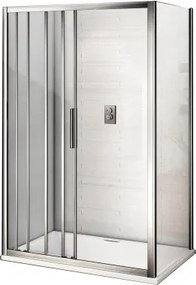 AFTER COMBI 140x90 Clear Sprchový kout s třídílnými posuvnými dveřmi a pevnou bočnicí