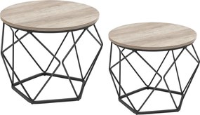 XXXLutz SADA KONFERENČNÍCH STOLKŮ, černá, šedobéžová, kov, kompozitní dřevo, 50-40/50-40/40-36 cm MID.YOU - Konferenční stolky - 002543043201