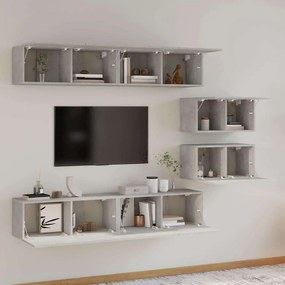 6dílný set TV skříněk betonově šedý kompozitní dřevo 3114601
