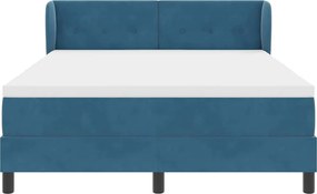 Postel s boxspringem s čelo Tmavě moddrá 140 x 200 cm samet 3340392