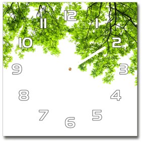 Wallmuralia Skleněné hodiny čtverec Listí dubu 30x30 cm