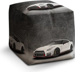 Sablio Taburet Cube Nissan GTR 35 Šedý - 60x60x60 cm