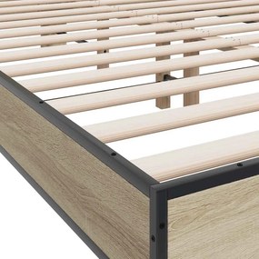 Rám postele dub sonoma 140 x 190 cm kompozitní dřevo a kov 3280213