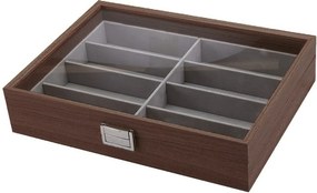 eCarla Organizér na brýle, box s víkem k uložení 8 brýlí, imitace dřeva