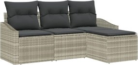 Set pohovek 4 ks Světle šedá polyratan 3346672