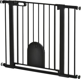 PawHut Zabezpečovací brána pro domácí mazlíčky 75-103 cm pro schody a dveře s 2 prodlouženími, automatickým zámkem a dvojitým zámkovým systémem, černá