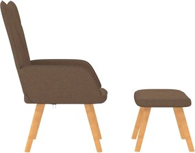 Relaxační křeslo se stoličkou hnědé textil 327537